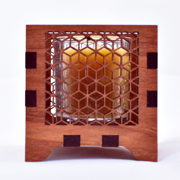 Japanese Kumiko Box Tea Light Candle Holder | Honey Glow
